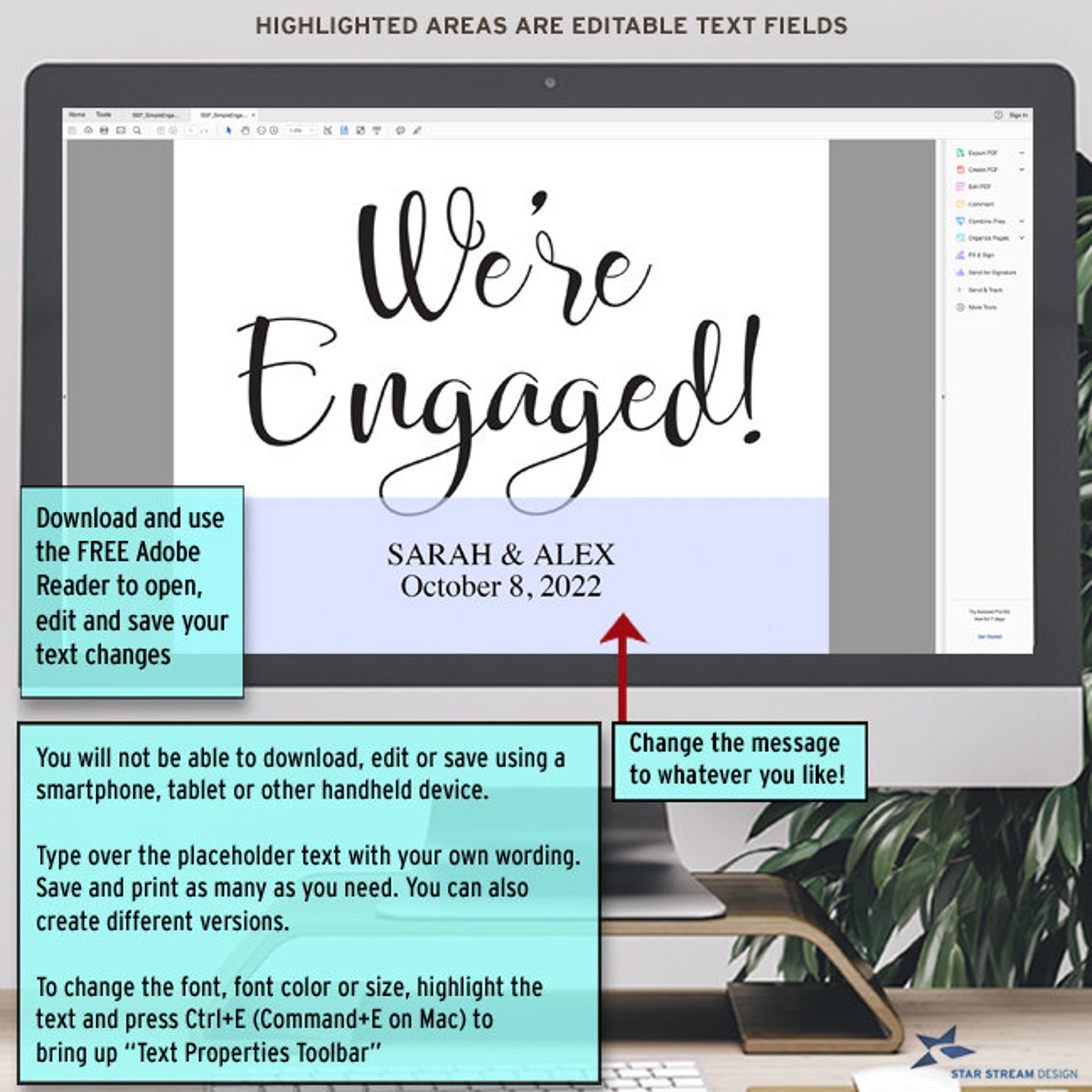 Minimalist Typographic We're Engaged Printable Wedding | Etsy