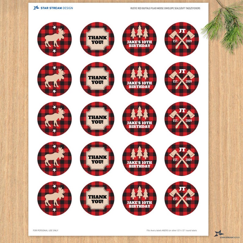 Printable Buffalo Plaid Moose Lumberjack Party Images | Etsy