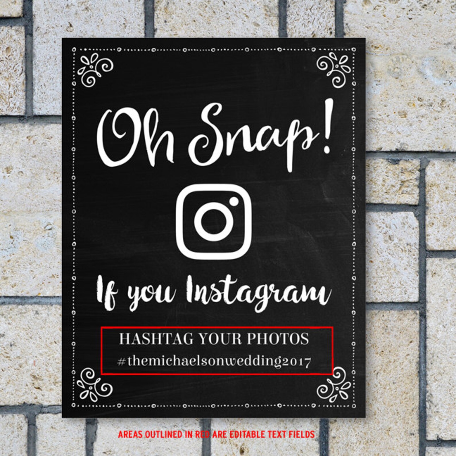 Printable Chalkboard Social Media Wedding or Event Hashtag Sign - Black ...