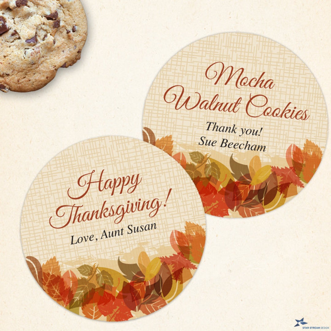 Autumn Leaves Edge Printable Thanksgiving Labels, Stickers - 2” Circle ...
