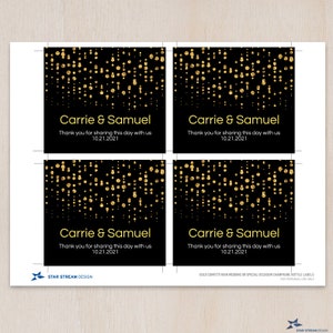 Printable Gold Glitter Look Confetti Rain Champagne Bottle Labels ...