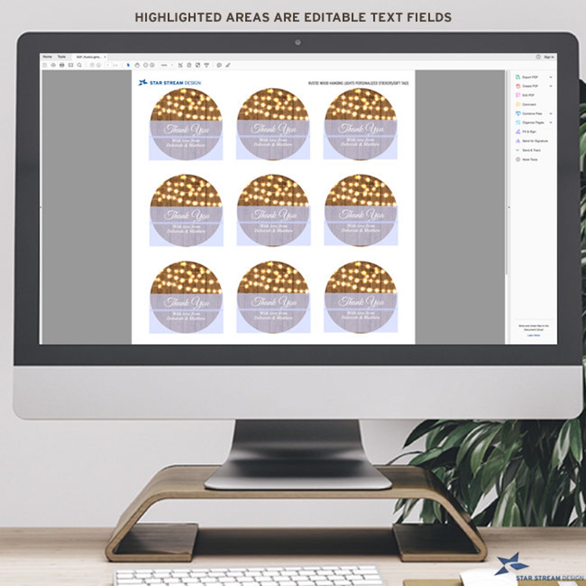 Rustic Wood Hanging Lights Printable Images Bridal Shower | Etsy