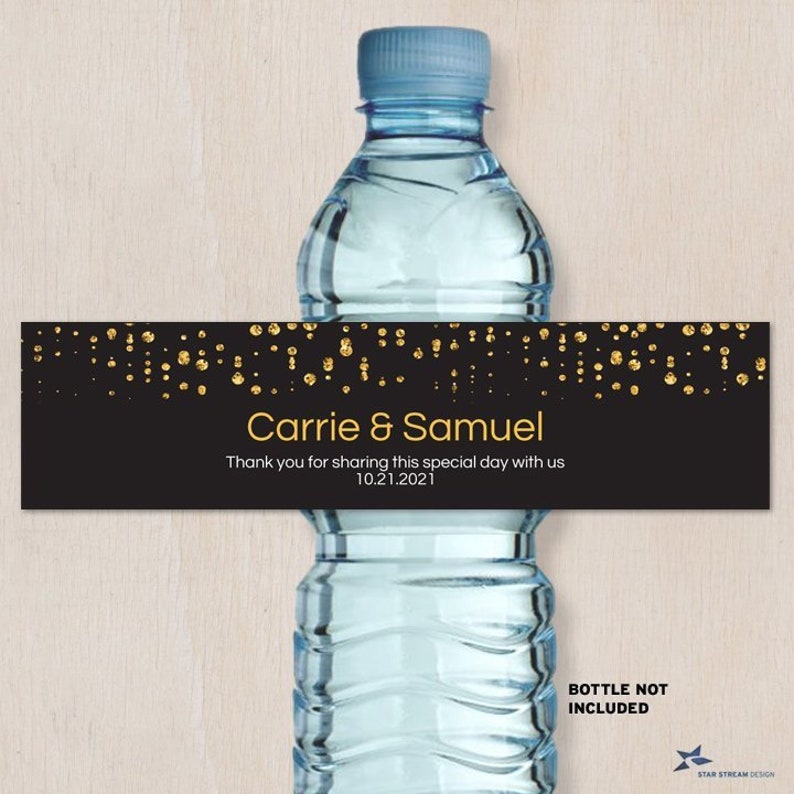 Printable Gold Glitter Look Confetti Rain Bottle Labels - Etsy