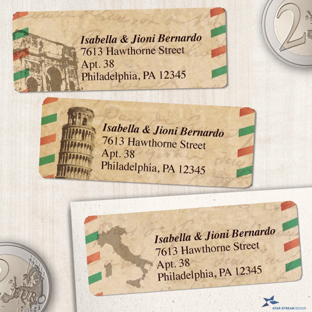 Vintage Italian Airmail Printable Return Address Labels - Parchment ...