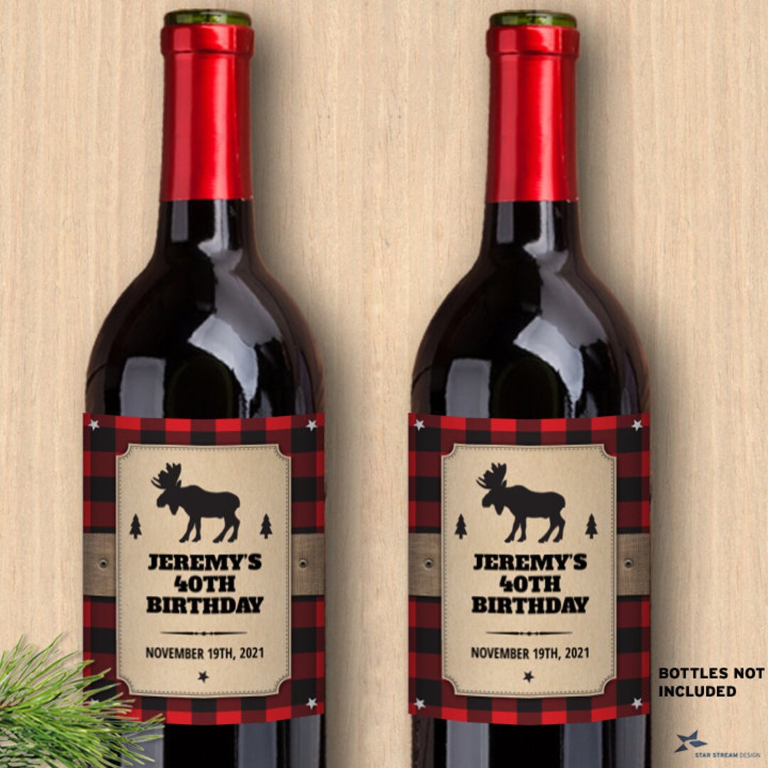 Printable Red Buffalo Plaid Moose Northwoods Rustic Faux Kraft Paper ...