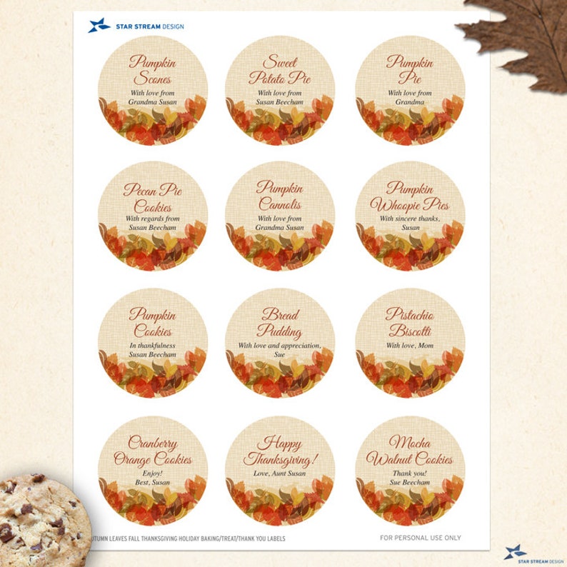 Autumn Leaves Edge Printable Thanksgiving Labels, Stickers - 2” Circle ...