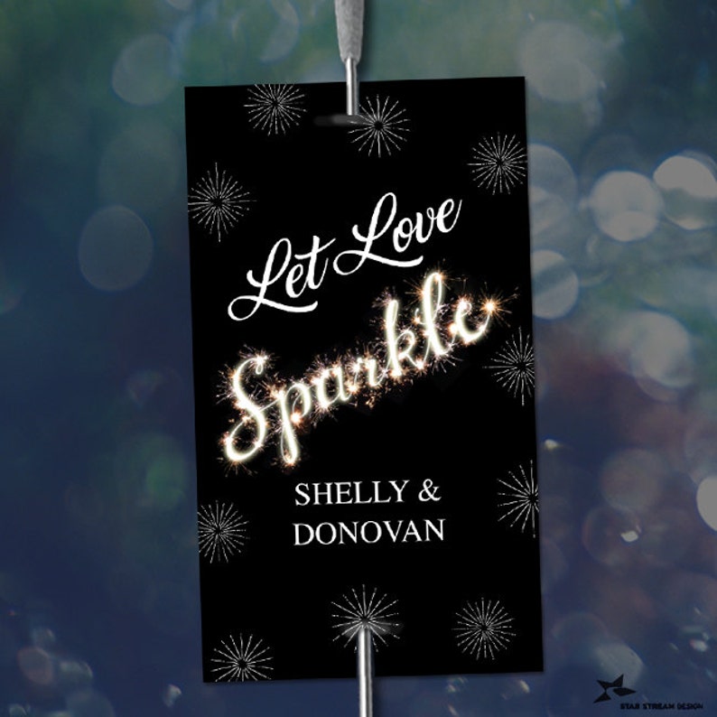 Printable Let Love Sparkle Sparkler Send-off Cards Black - Etsy