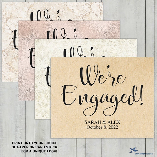 Minimalist Typographic We're Engaged Printable Wedding Engagement Sign ...