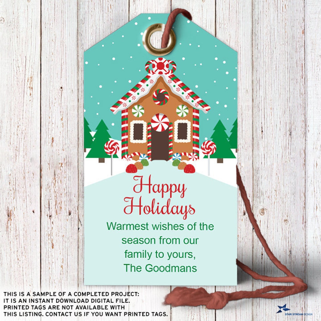 Gingerbread House Holiday Christmas Printable Personalized Gift Favor ...