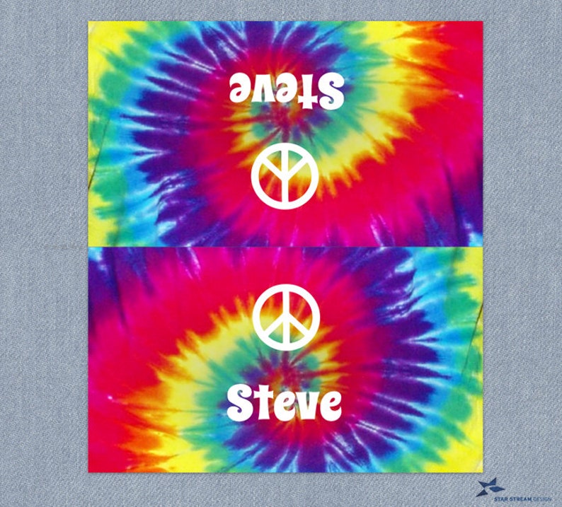 Groovy Tie Dye Hippie Printable Personalized Place Cards - Etsy