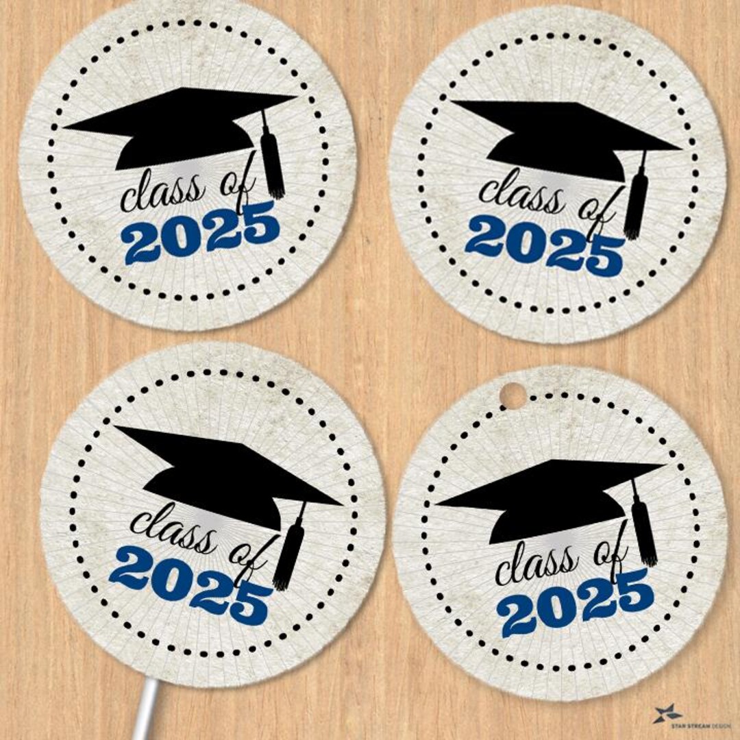 Class of 2025 Graduation Cap 1.5" Printable Images - Blue, Instant ...