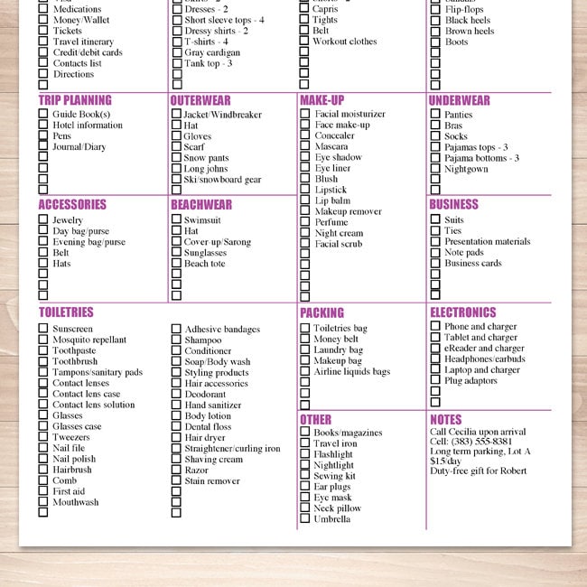 Modern Bright Purple Printable Packing List, 8.5"x11", Editable PDF ...