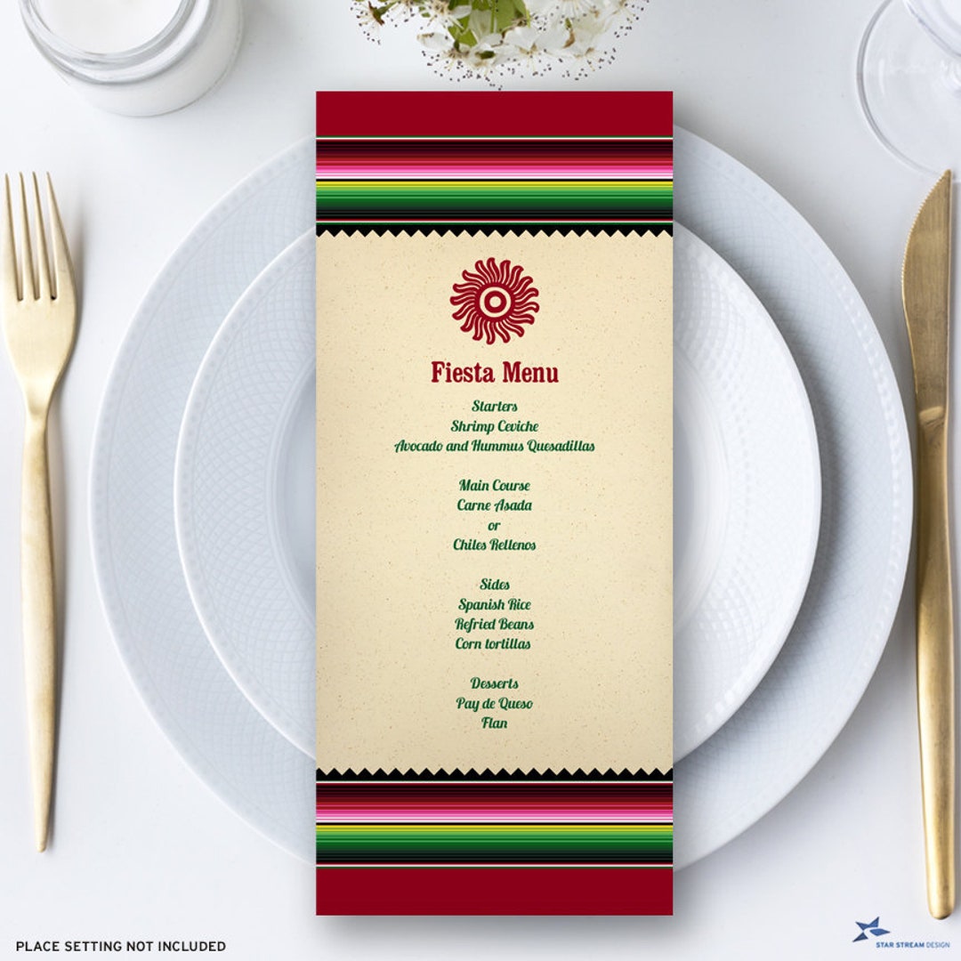 Mexican Serape Fiesta Menu Card Template (editable PDF) - Etsy