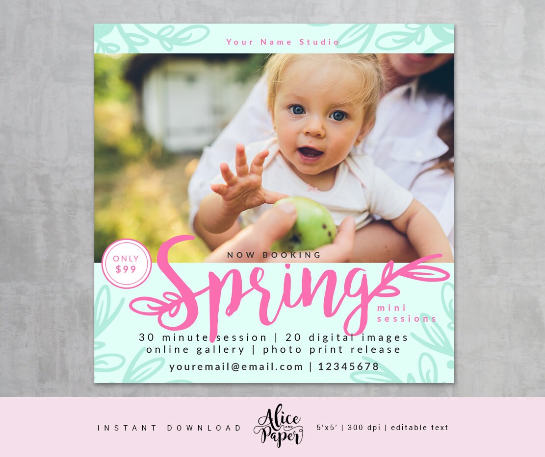 Invitations & Announcements Photography marketing Mini Session Template ...