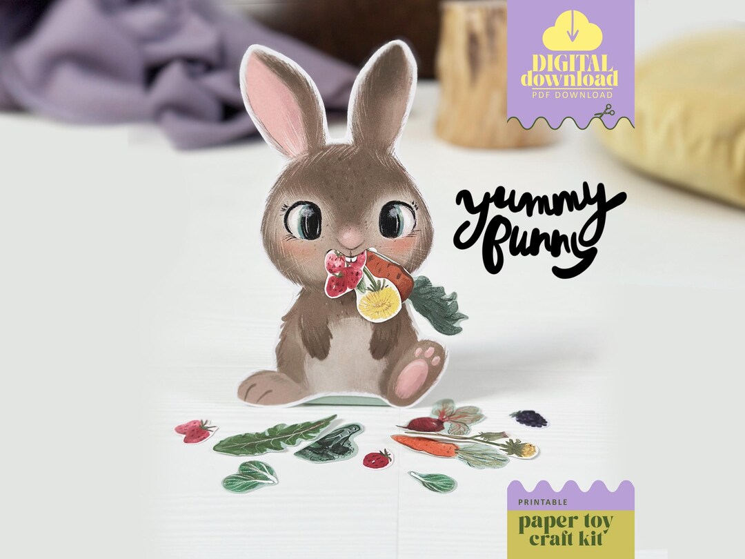 Printable DIY Kit - "yummy Bunny" Papercraft Toy, Educational Preschool ...