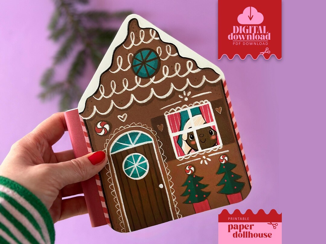 Christmas Gingerbread Paper Doll House: Printable DIY Craft (digital ...