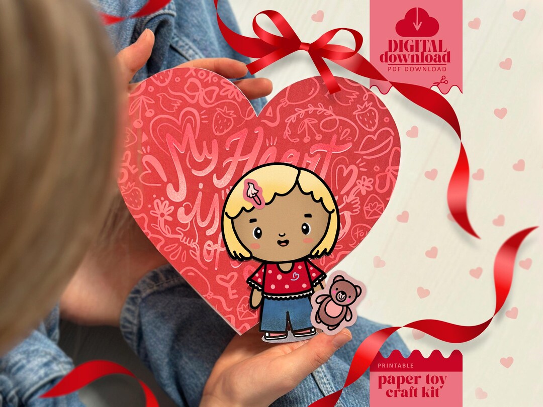 Printable Valentine's Day Paper Doll to Dress up - Fun DIY Paper Toy ...
