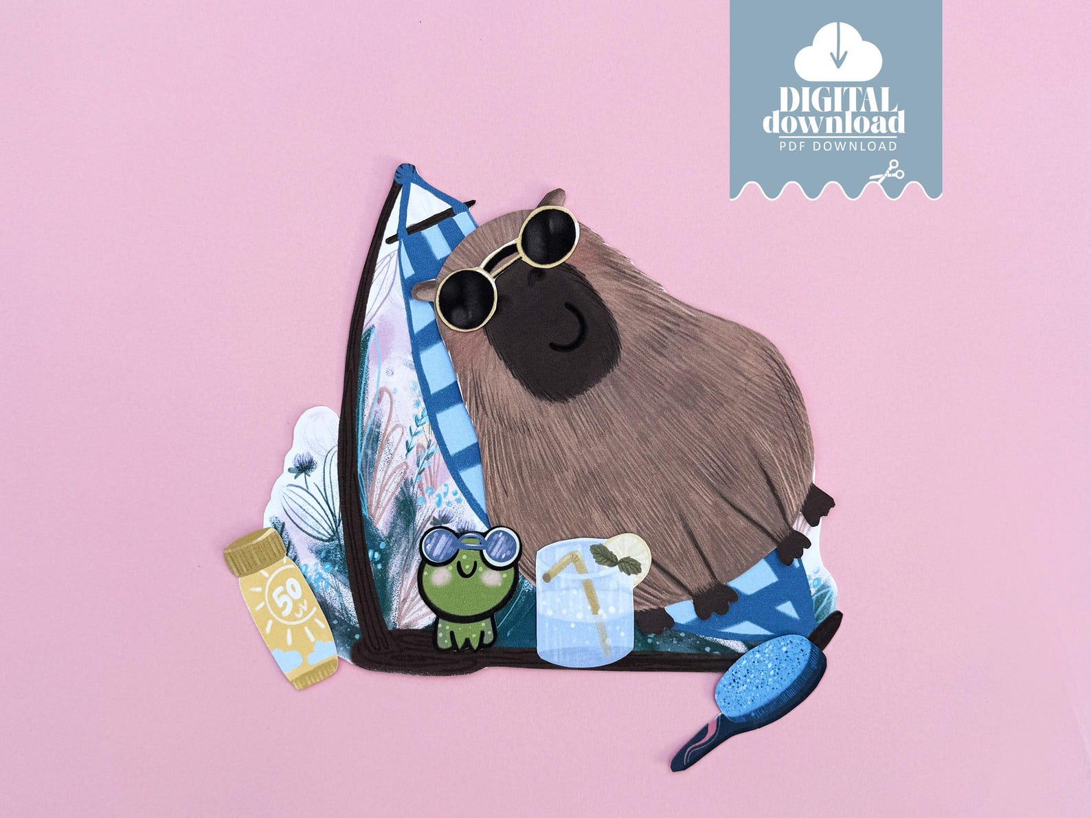 Vacation Capybara Paper Doll Kit: Cut & Play Set (digital Printable PDF ...