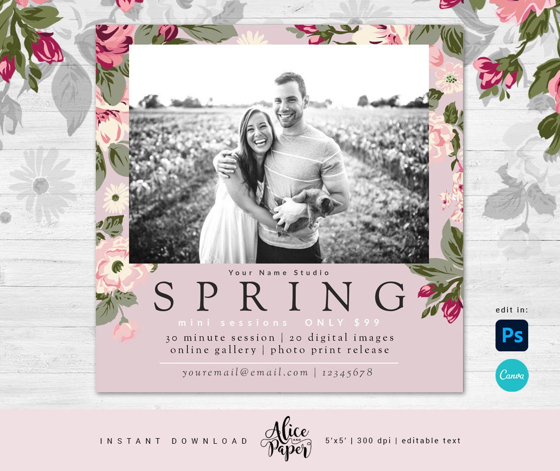 Spring Mini Session Template Easter Mini Sessions Marketing - Etsy