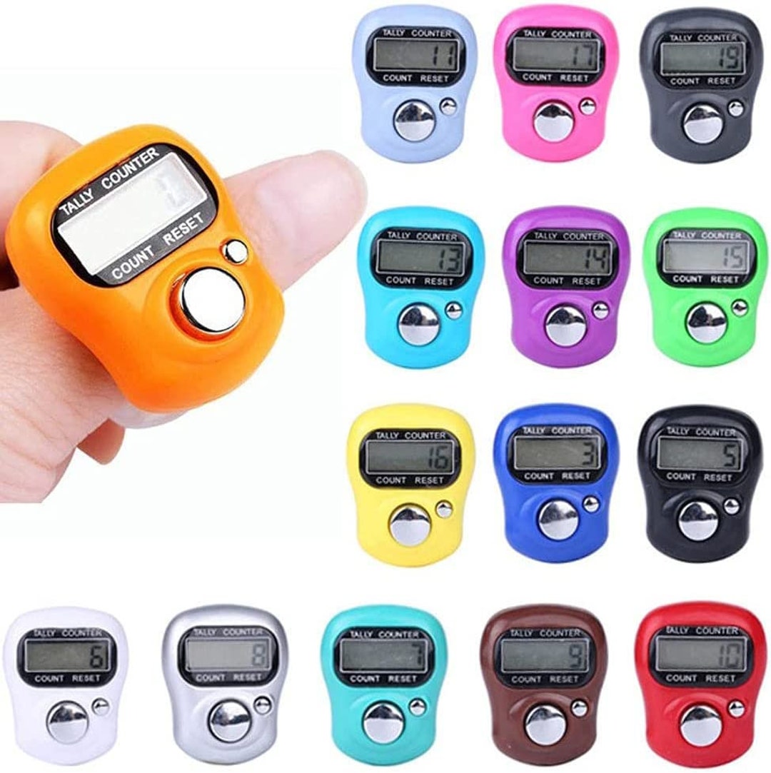 Digital LCD Knitting Row Counter Crochet Stitch Finger Tally With Strap ...