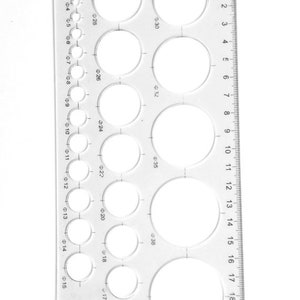 Circle Template Stencil 1mm to 40mm Plastic Oblong Ruler 20cm 200mm ...