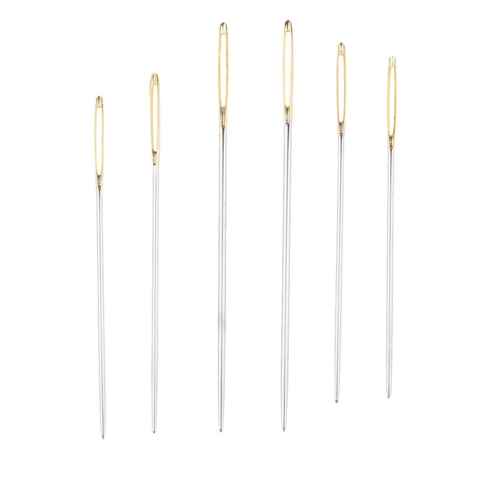 6 X Big Gold Eye Blunt Darning Needles Tapestry Weaving Embroidery ...