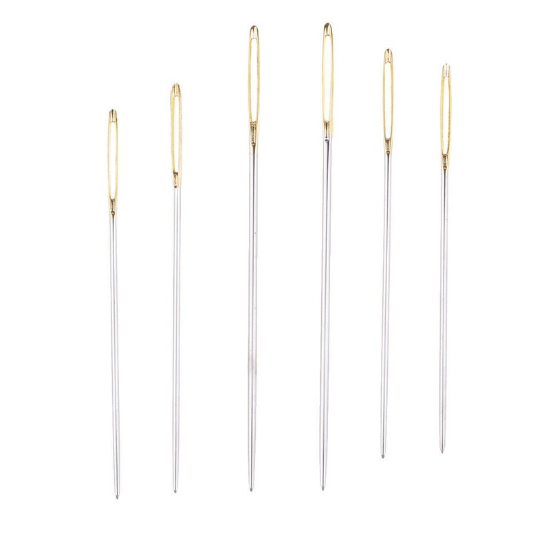 6 X Big Gold Eye Blunt Darning Needles Tapestry Weaving Embroidery ...