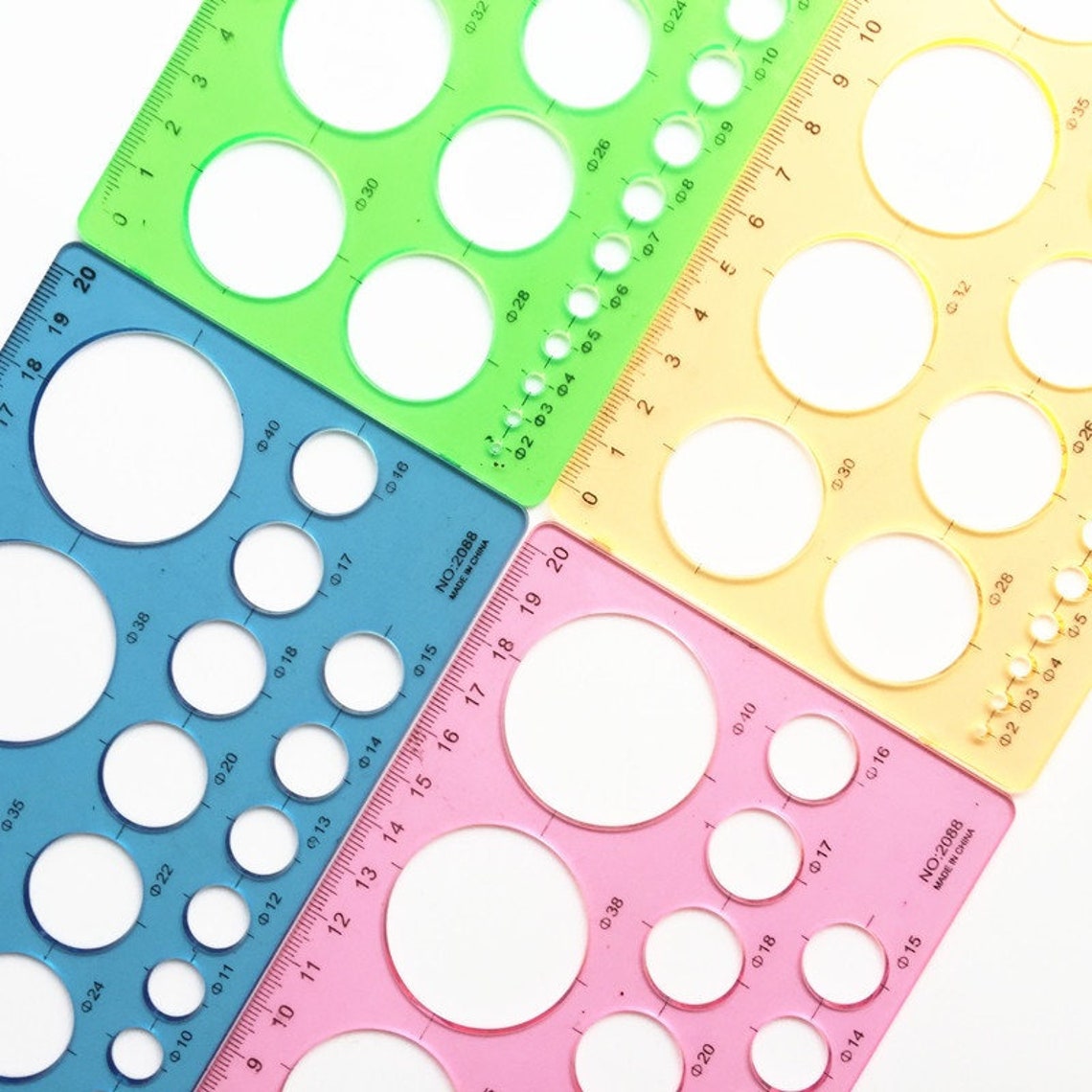 Circle Template Stencil 1mm to 40mm Plastic Oblong Ruler 20cm 200mm ...