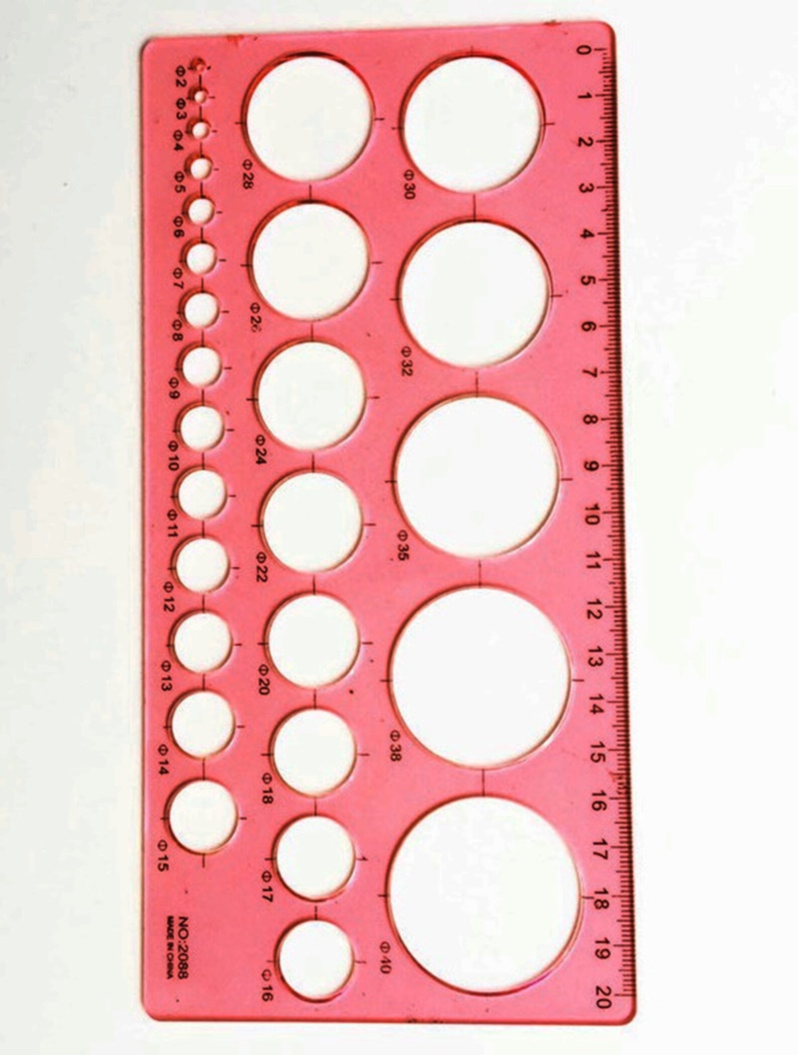 Circle Template Stencil 1mm to 40mm Plastic Oblong Ruler 20cm 200mm ...