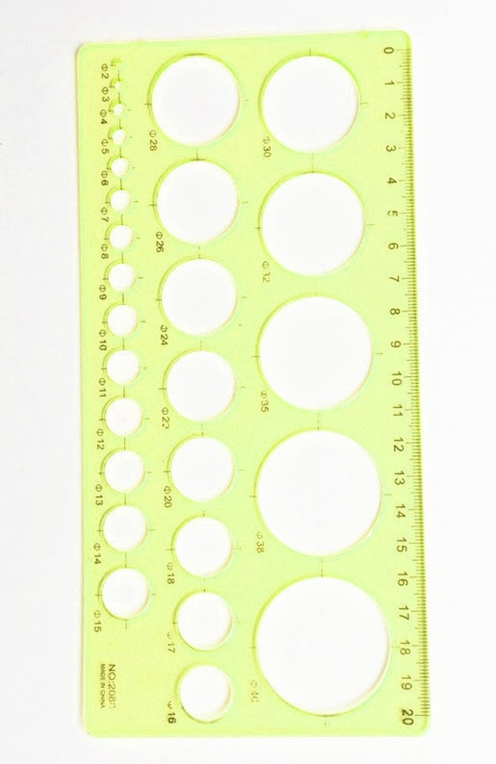 Circle Template Stencil 1mm to 40mm Plastic Oblong Ruler 20cm 200mm ...