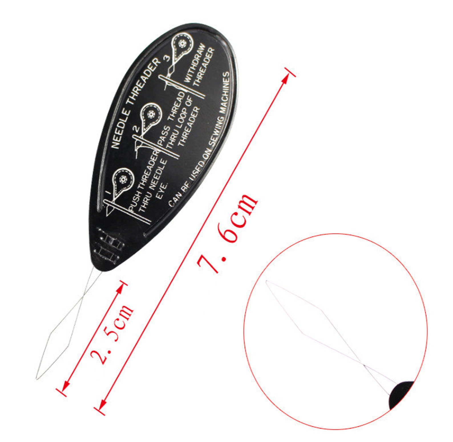 2 X Large Long Needle Threader Hand or Machine Sewing 3" Total Length ...
