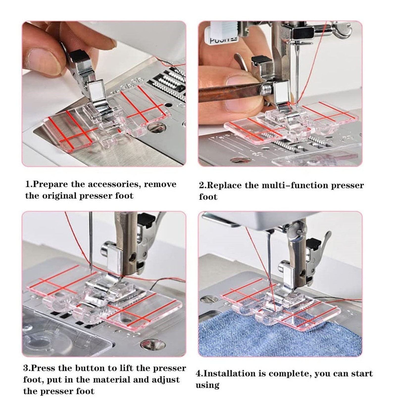 Border Parallel Line Foot Sewing Machine Presser Snap on Footer Low ...