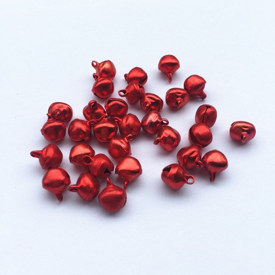 50 X RED 6mm Extra Small Tiny Metal Jingle Bells Cards Crafts Charms ...
