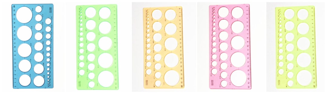 Circle Template Stencil 1mm to 40mm Plastic Oblong Ruler 20cm 200mm ...