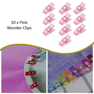 10 X PINK Wonder Clips Spring Clips for Clamping Quilting Sewing ...