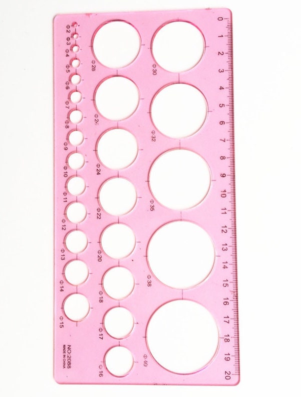 Circle Template Stencil 1mm to 40mm Plastic Oblong Ruler 20cm 200mm ...