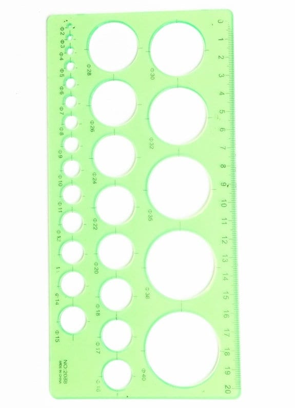 Circle Template Stencil 1mm to 40mm Plastic Oblong Ruler 20cm 200mm ...