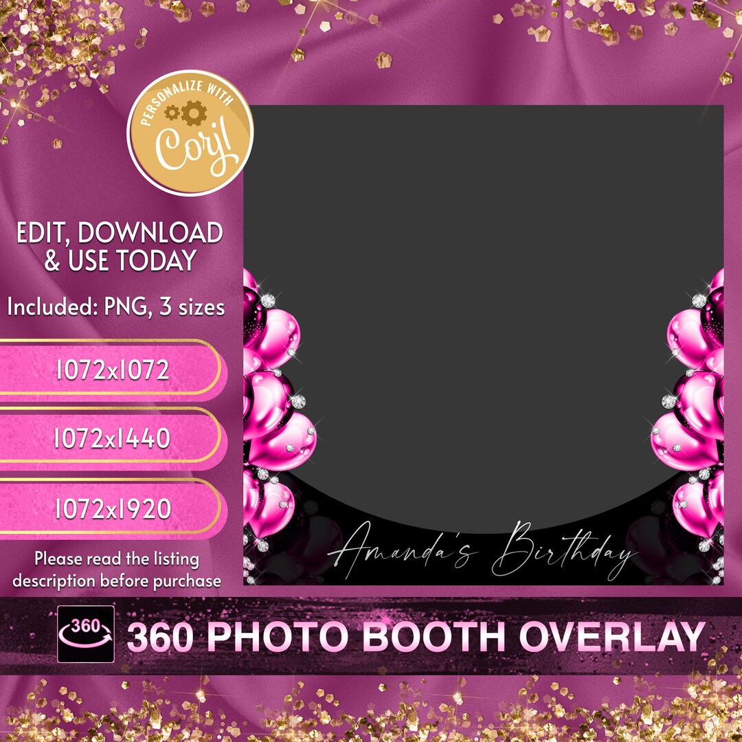 Overlay 360 Booth Pink 360 Touchpix Template Hot Pink 360 - Etsy