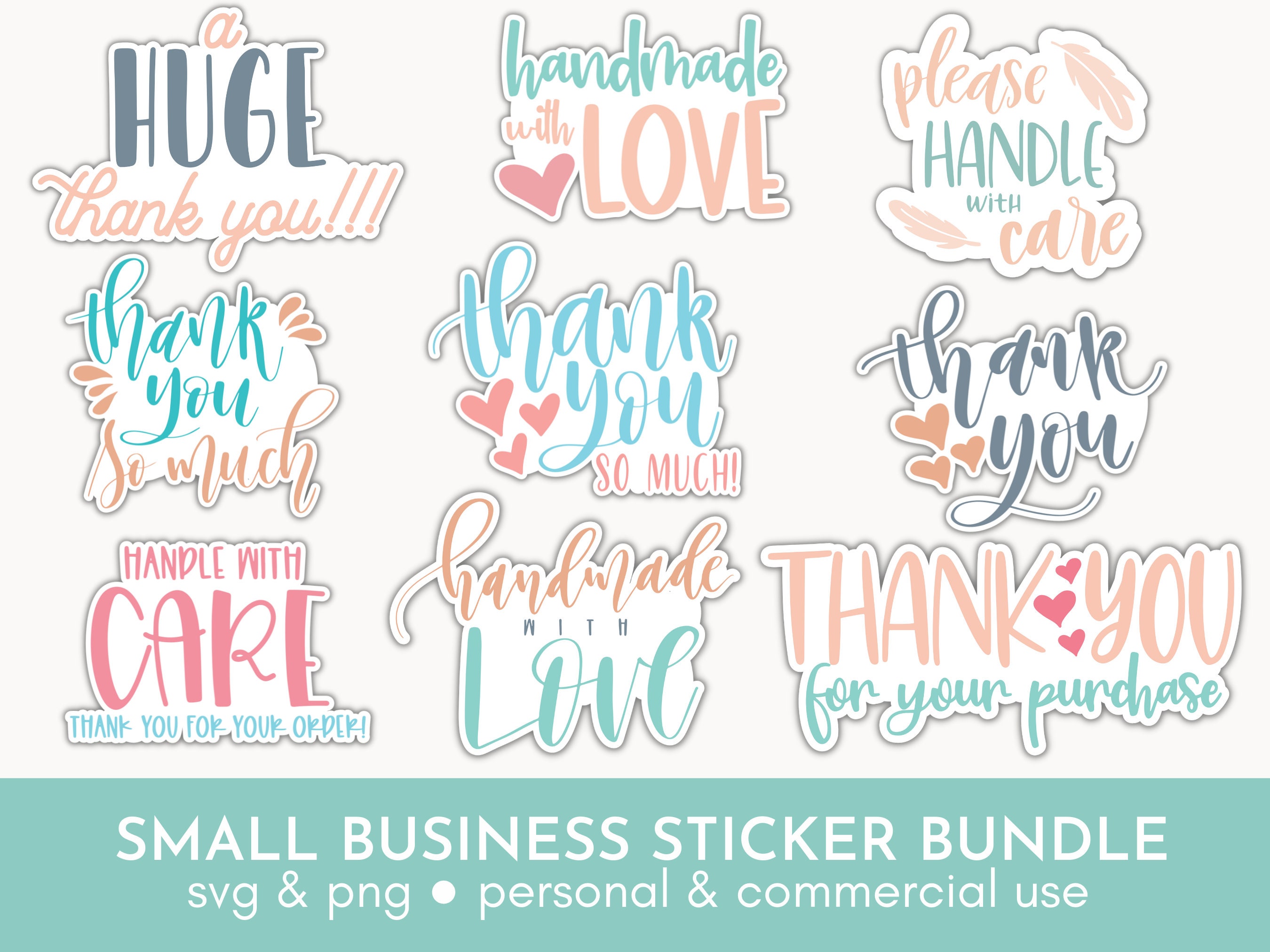 Digital Thank You Stickers, Packaging Stickers, Handmade Stickers for ...