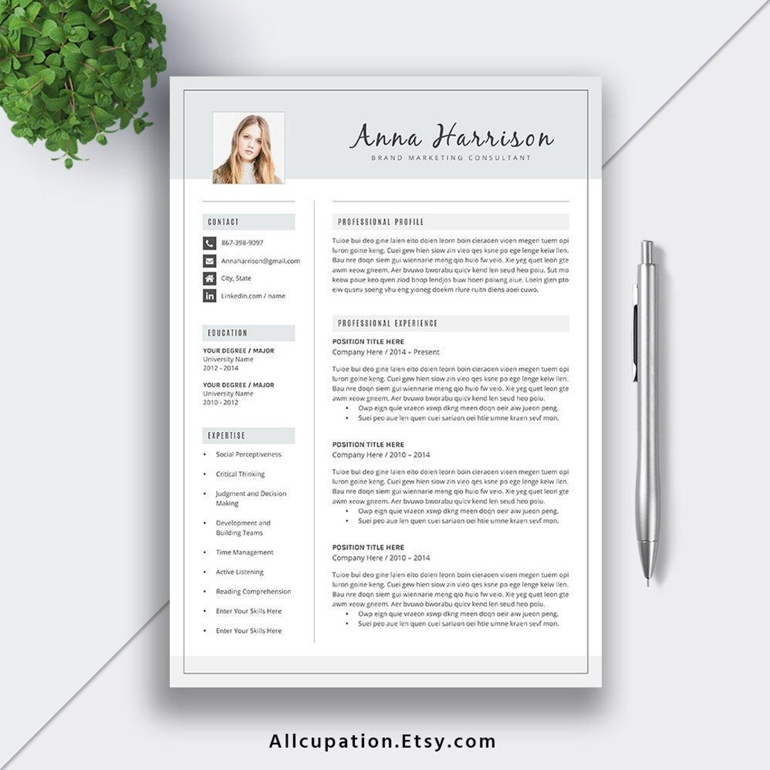 Editable Resume Template Modern CV Template Word CV Format - Etsy