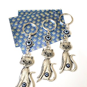 Evil Eye Keychain, Cat Keychain, Evil Eye Cat Key Chain, Good Luck ...