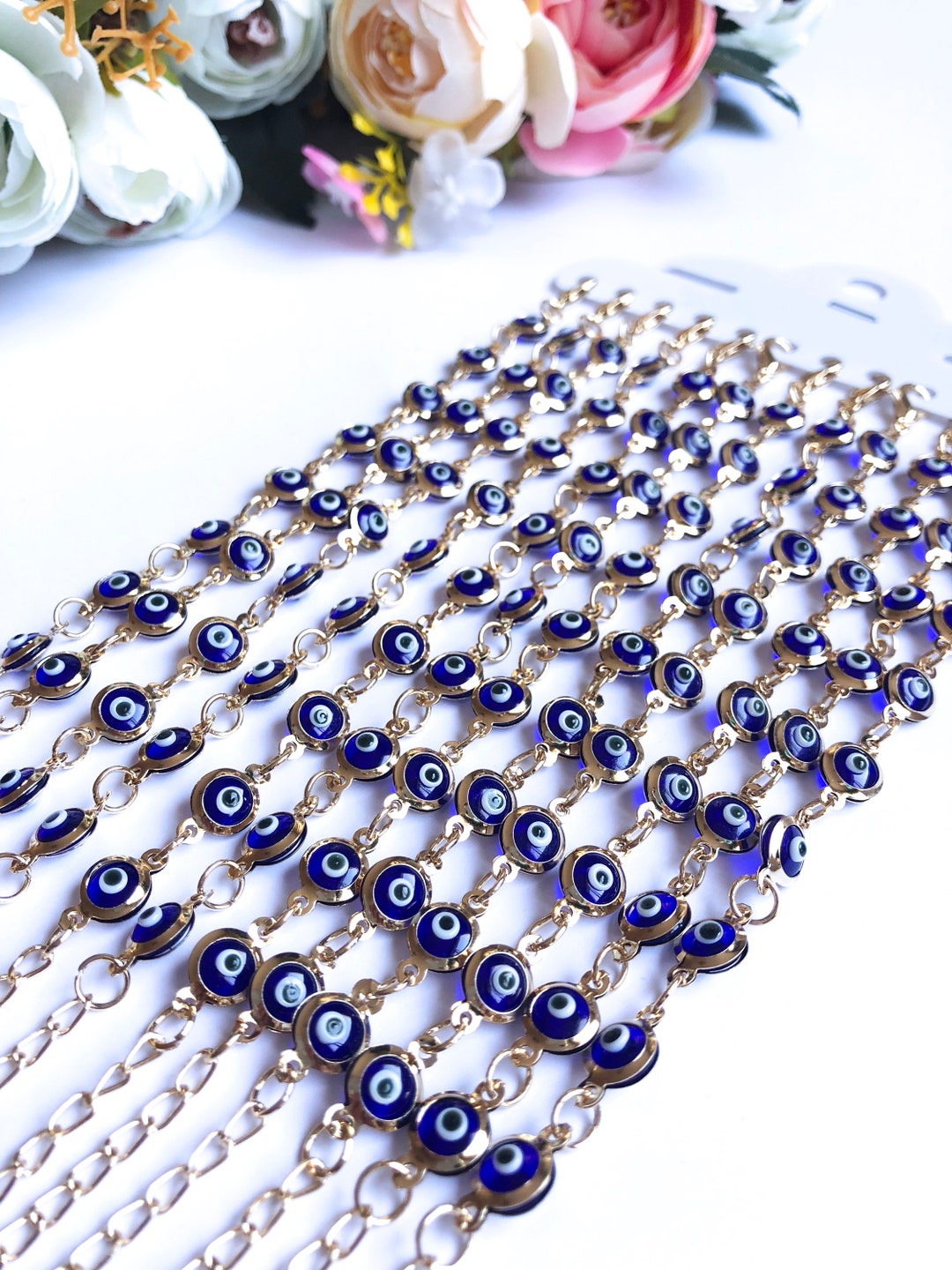 Evil Eye Bracelet Link Chain Evil Eye Bracelet Blue Evil Eye - Etsy