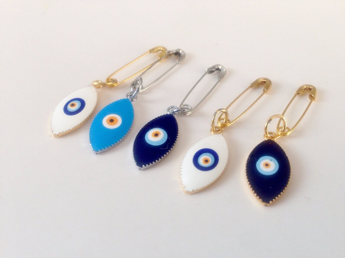 Evil Eye Safety Pins Tiny Evil Eye Safety Pins Evil Eye - Etsy