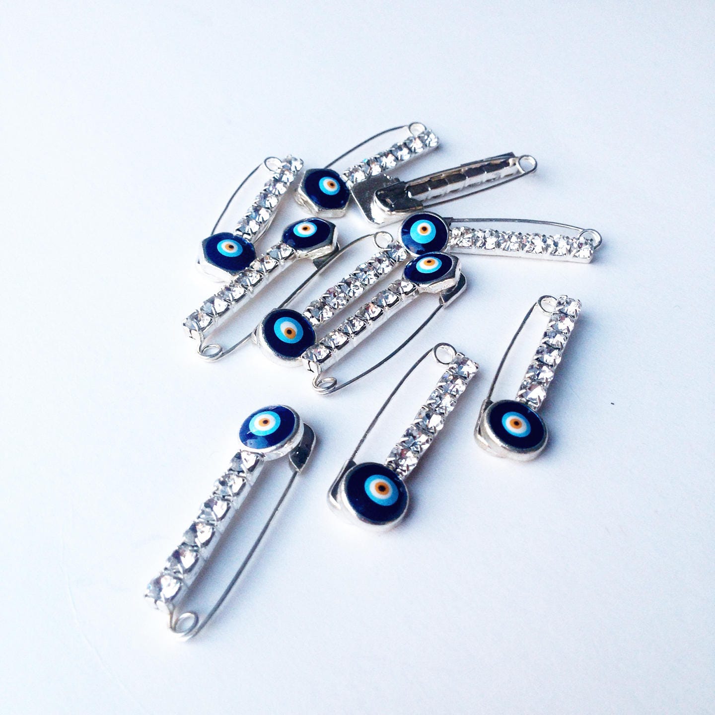 Evil Eye Safety Pin 10pcs Evil Eye Wedding Favors Greek - Etsy