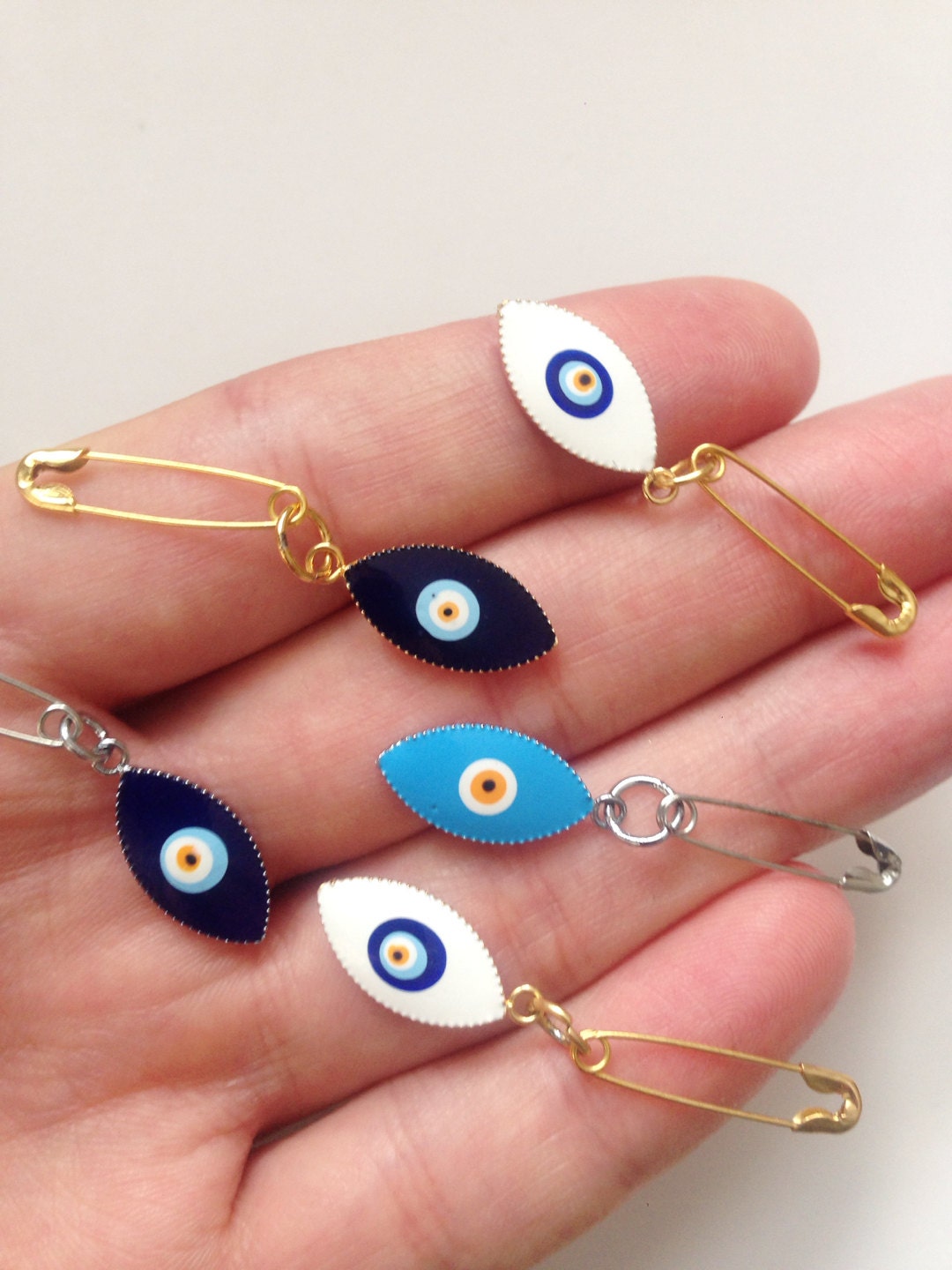 Evil Eye Safety Pins Tiny Evil Eye Safety Pins Evil Eye Wedding Favors ...