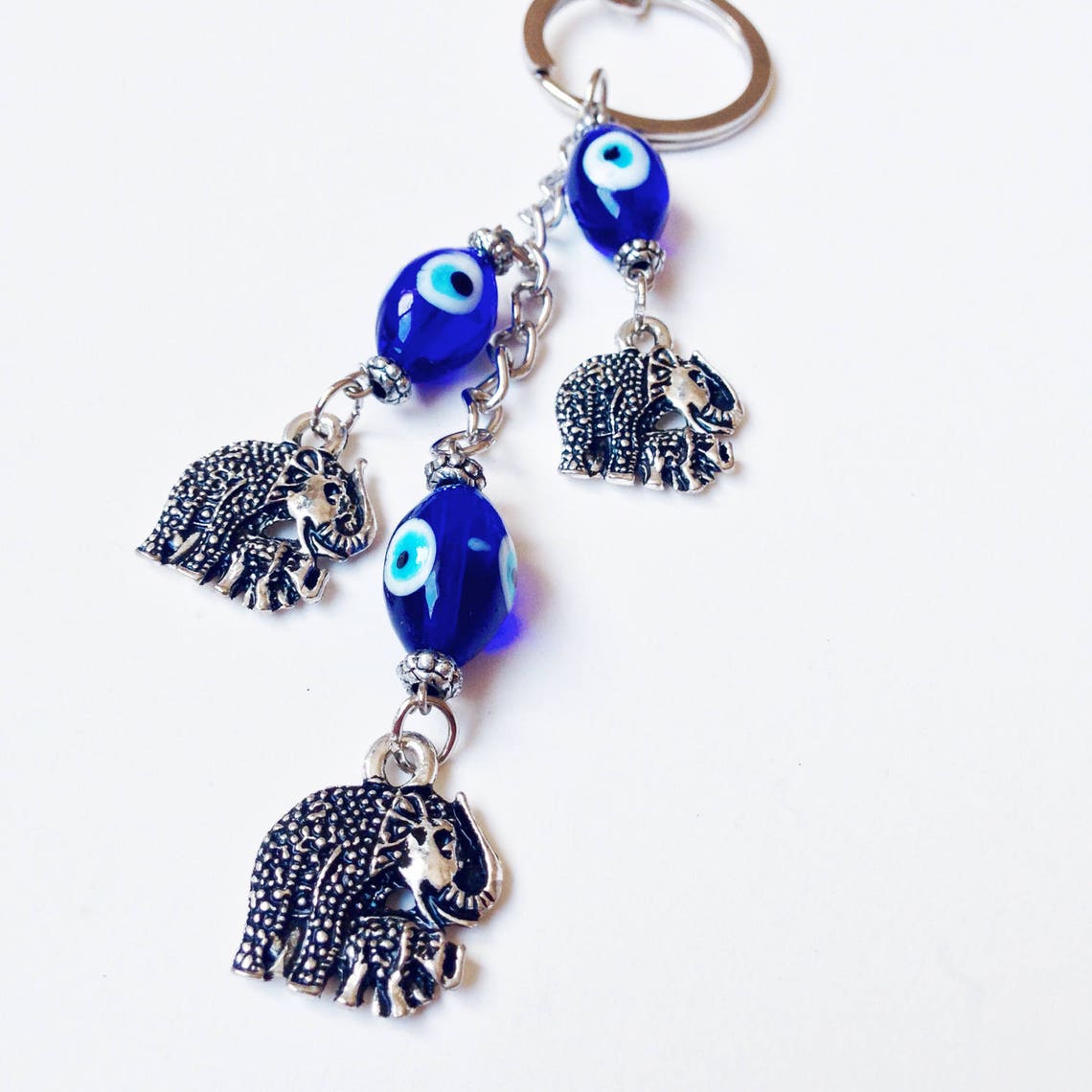 Lucky Evil Eye Beads Evil Eye Keychain Elephant Keychain | Etsy