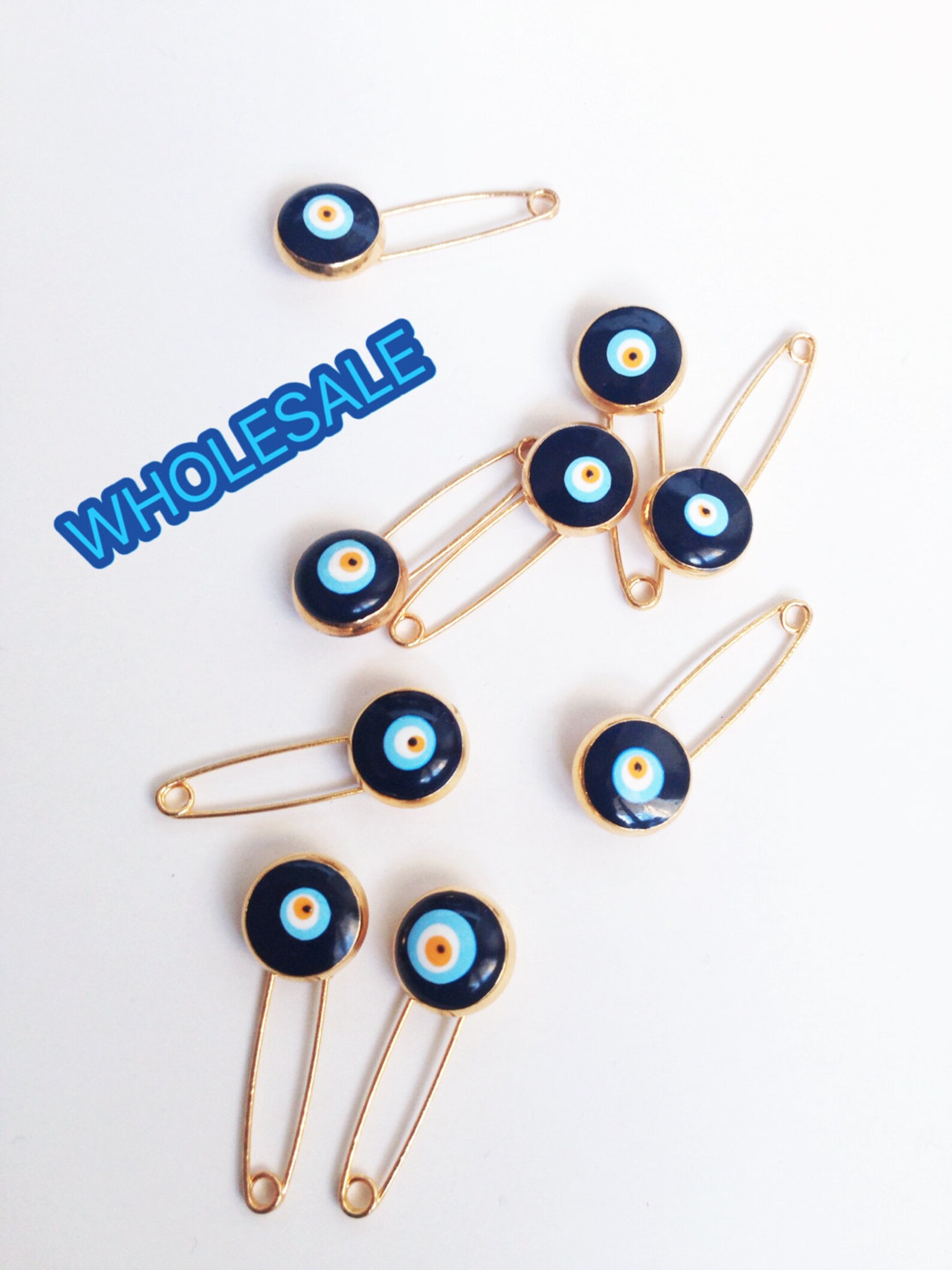 Evil Eye Safety Pin 25pcs Protection for Baby Gold Plated | Etsy