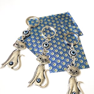 Evil Eye Keychain, Cat Keychain, Evil Eye Cat Key Chain, Good Luck ...