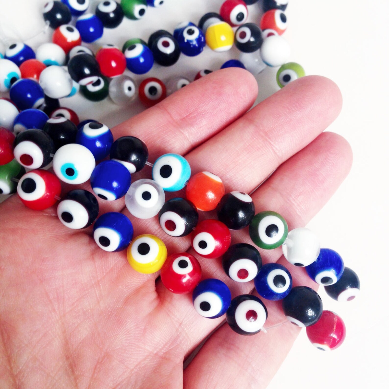 10mm glass evil eye lampwork beads turkish eye lampwork | Etsy