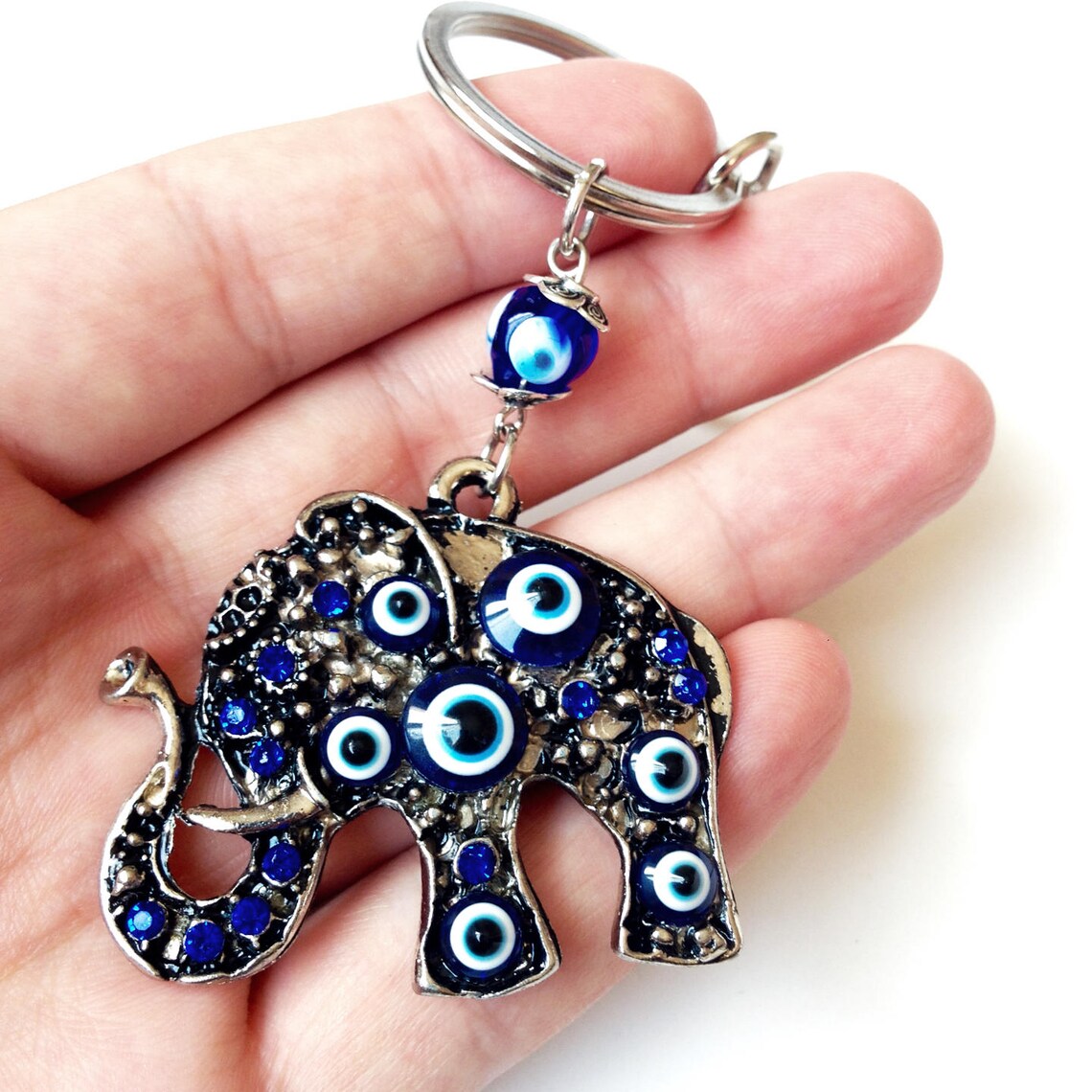 Evil eye keychain elephant keychain charm keychain evil eye | Etsy